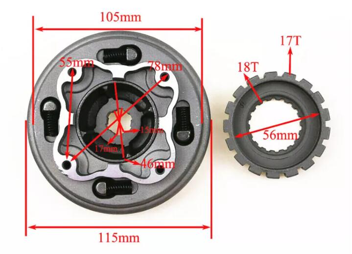 17T Semi Auto Engine Clutch Assembly 70 110cc 125cc PIT Quad Dirt Bike ...